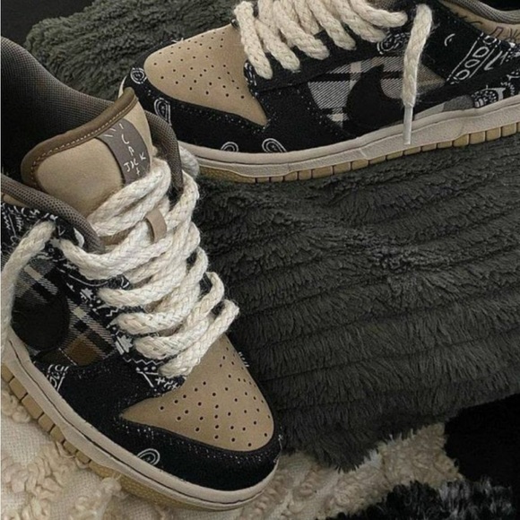 Travis Scott | Shoes | Travis Scott Dunks Sneakers Black And Tan | Poshmark